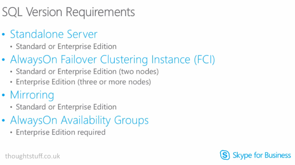 Skype for Business – Supported SQL Versions, AlwaysOn, and HA Options ...